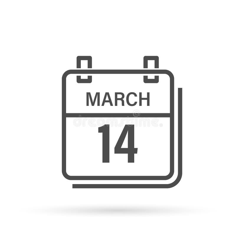 March 14, Calendar Icon with Shadow. Day, Month. Flat Vector ...