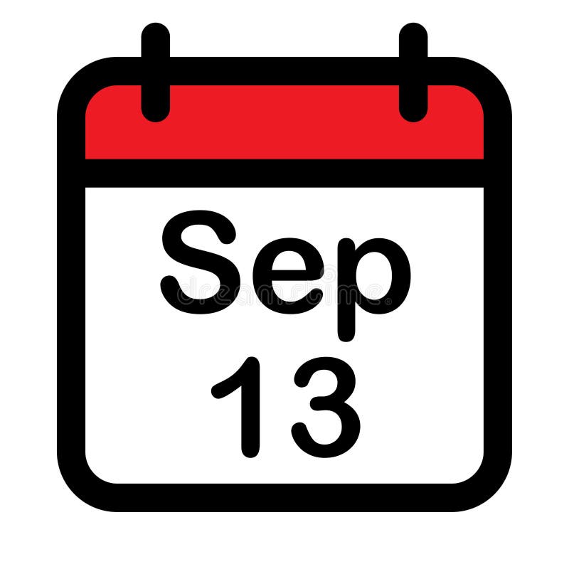 Calendar Icon with Thirteenth September Stock Vector - Illustration of ...