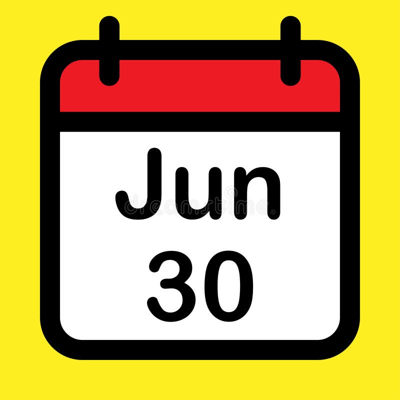 Calendar Icon Thirtieth June Stock Vector - Illustration of blank, page ...
