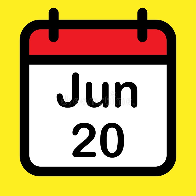 Calendar Icon Twentieth June Stock Vector - Illustration of agenda ...