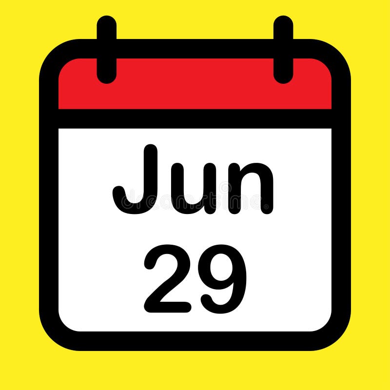 Calendar Icon Twenty Ninth June Stock Vector - Illustration of date ...