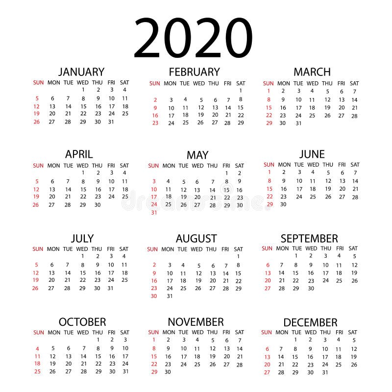 2020 Calendar Icon. Calendar Icon . Vector Illustration EPS 10 Stock ...