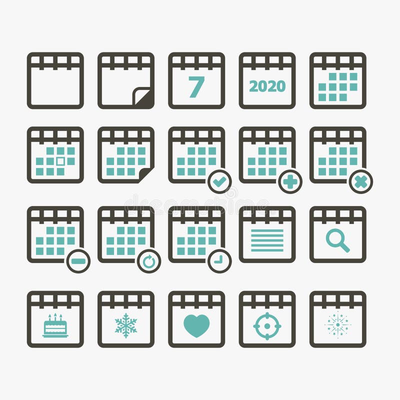 Calendar icon set 2020 stock vector. Illustration of calendar - 160584767