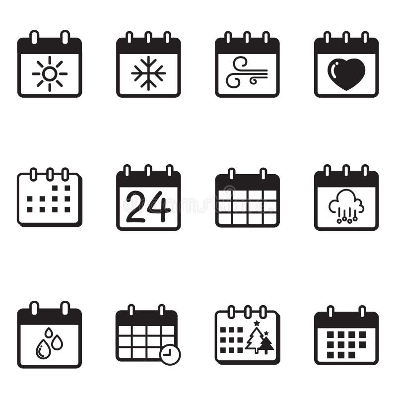 Set of Calendar Icons with the Names of the Months of the Year. a Flip ...