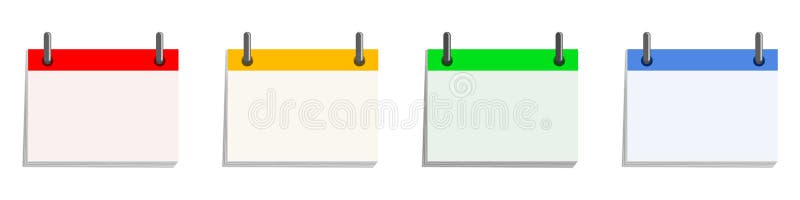 Calendar Icons. Set of Colored Calendars Stock Vector - Illustration of ...