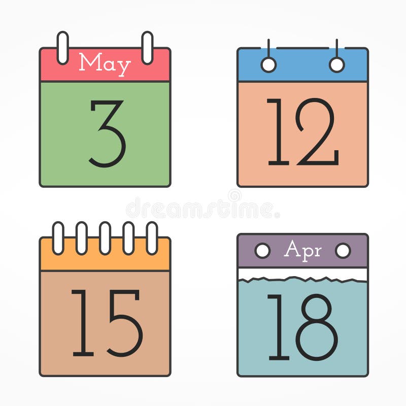 Set of Calendar Icons with the Dates of the Month. a Set of Sheets of a ...
