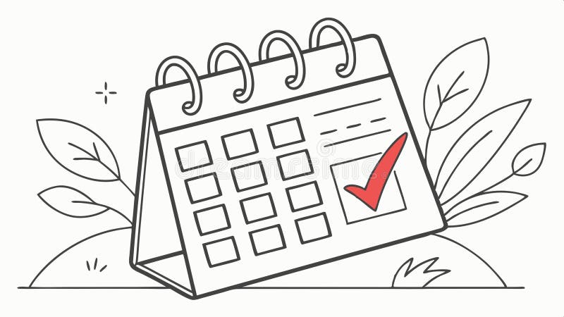 Calendar Illustration with Checked Boxes Symbolizing Completion Vector ...