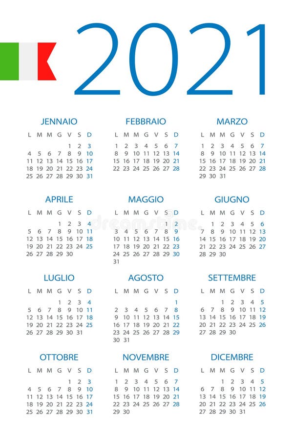 Italian Planning Calendar 2019 2021 Week Starts Monday