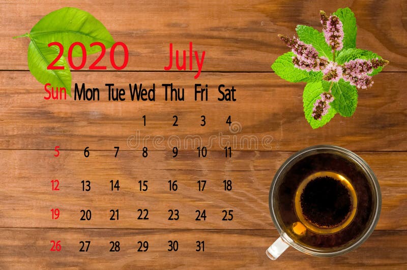 Calendar Image for July 2020 Stock Image - Image of food, july: 189234371