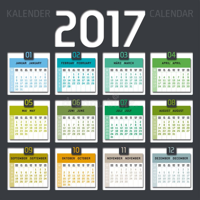 Calendar 2017 Including Weeks Stock Vector - Illustration of design ...