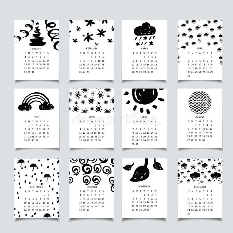 2017 calendar ink stock vector. Illustration of doodles - 81403008