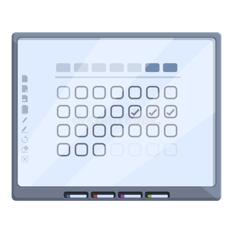 Calendar Interactive Board Icon Cartoon Vector. Computer Multimedia ...