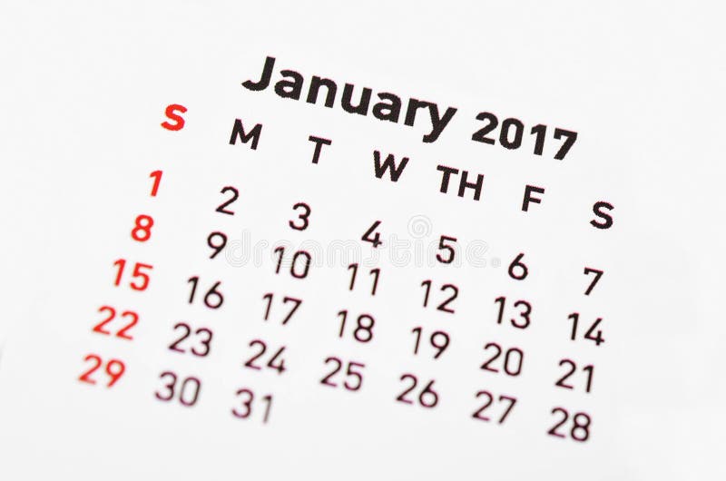 January 2017 Desktop Calendar. 3D Illustration Stock Illustration ...