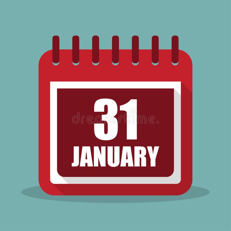 Calendar with 31 January in a Flat Design. Vector Illustration Stock ...