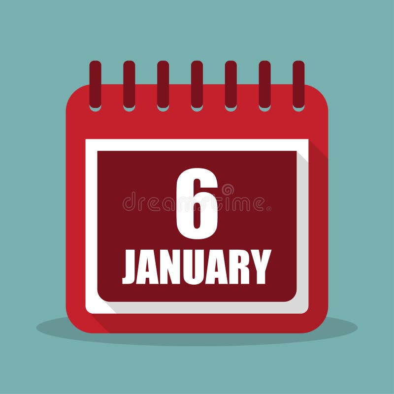 Calendar with 6 January in a Flat Design. Vector Illustration Stock ...