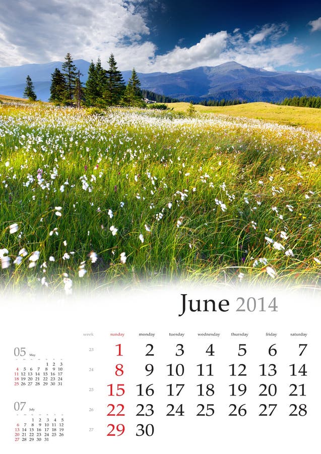 2014 Calendar. June stock photo. Image of diary, note - 34139926