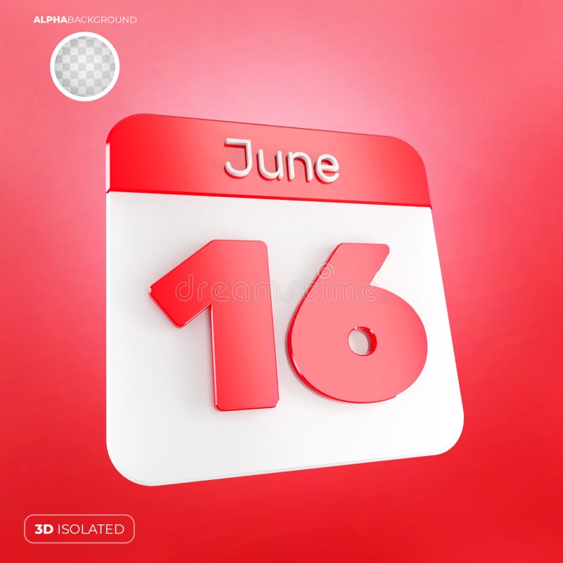 Calendar 16 June 3d Premium Psd Stock Vector - Illustration of diagram ...