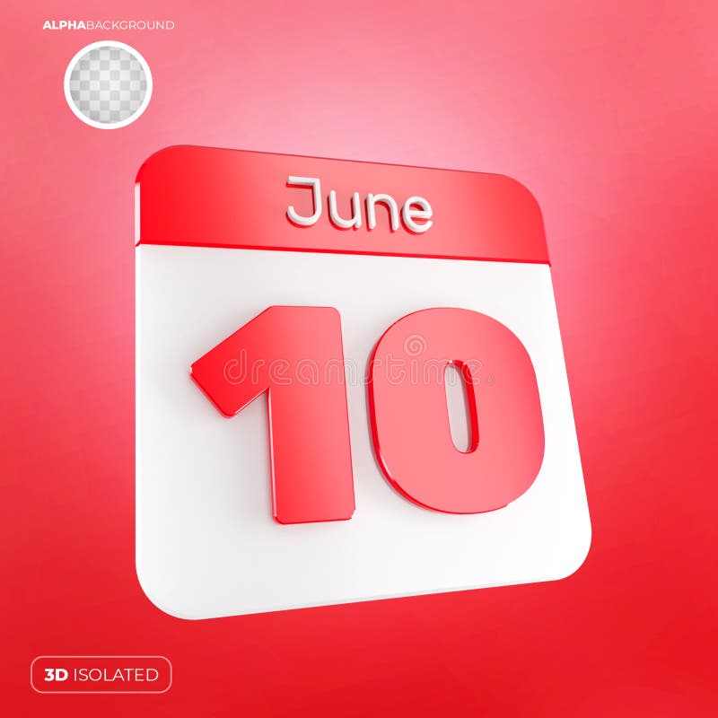 Calendar 10 June 3d Premium Psd Stock Vector - Illustration of text ...