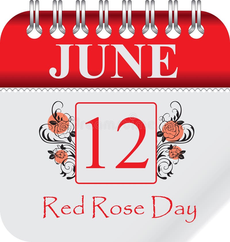 Calendar for June Day Red Rose Day Stock Vector - Illustration of date ...