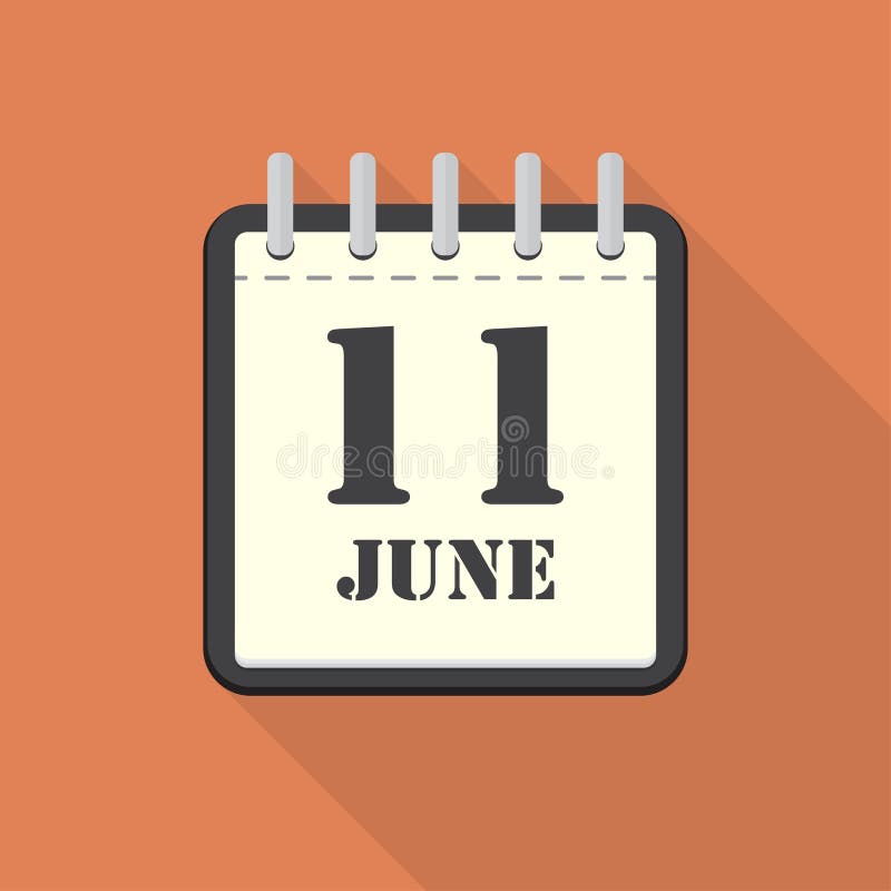 Calendar with 11 June in a Flat Design. Vector Illustration Stock ...