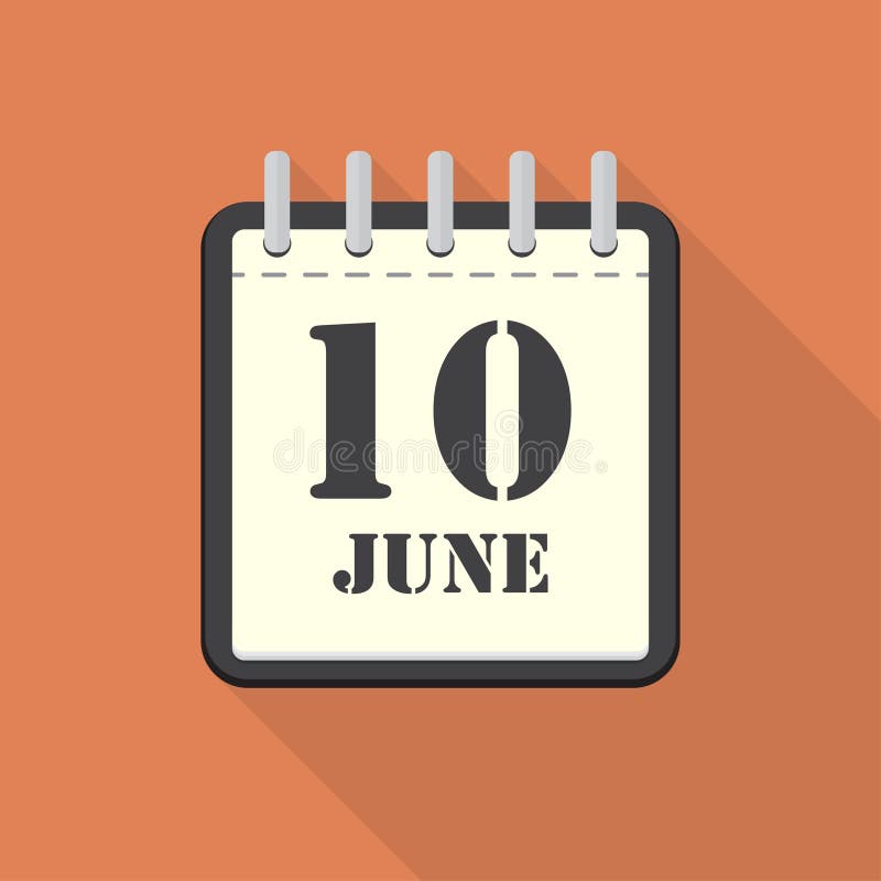 Calendar with 10 June in a Flat Design. Vector Illustration Stock ...