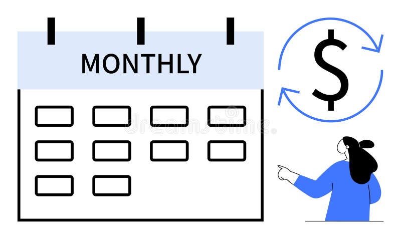 Monthly Planner Calendar with Dollar Symbol and Person Pointing Stock ...