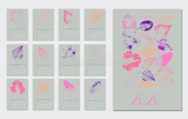 Calendar Layout for 2020 Years Stock Illustration - Illustration of ...