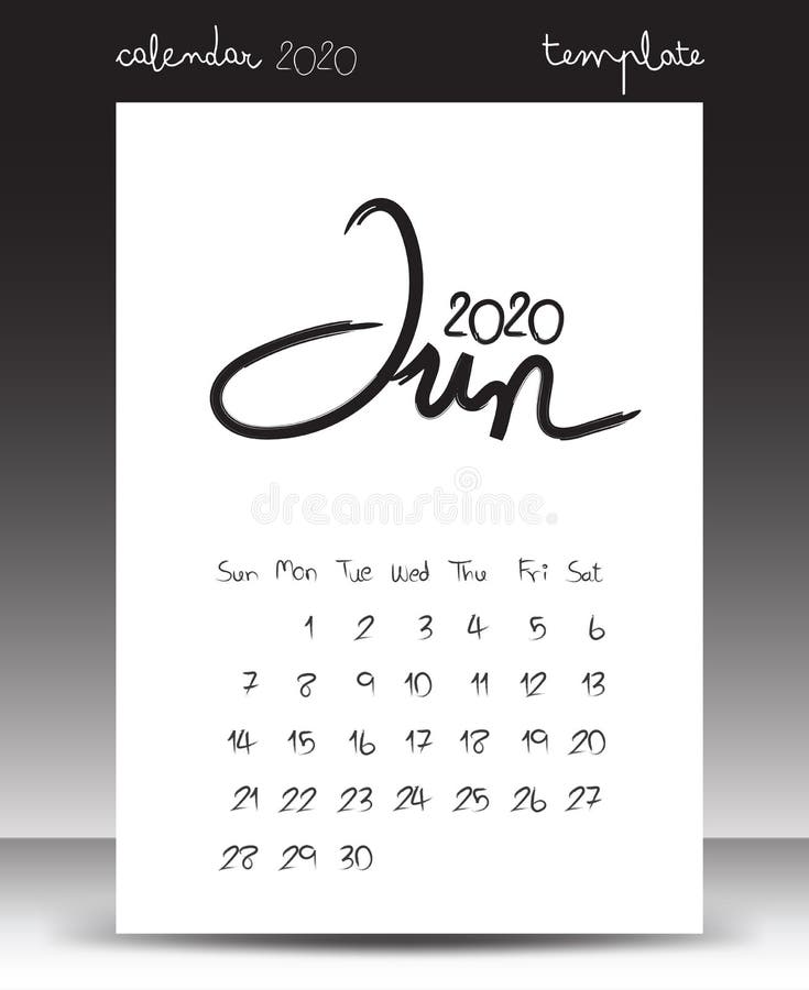 Calendar for 2020, Lettering Calendar, June 2020, Hand Drawn Lettering ...