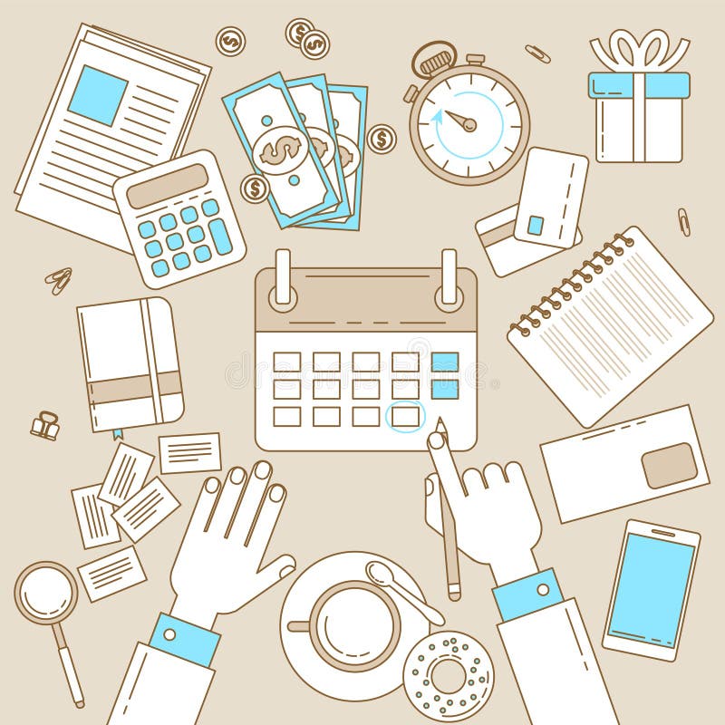 Calendar line design stock vector. Illustration of hands - 82788496