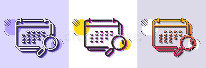 Calendar Line Icon. Annual Planner Sign. Halftone Dotted Pattern ...