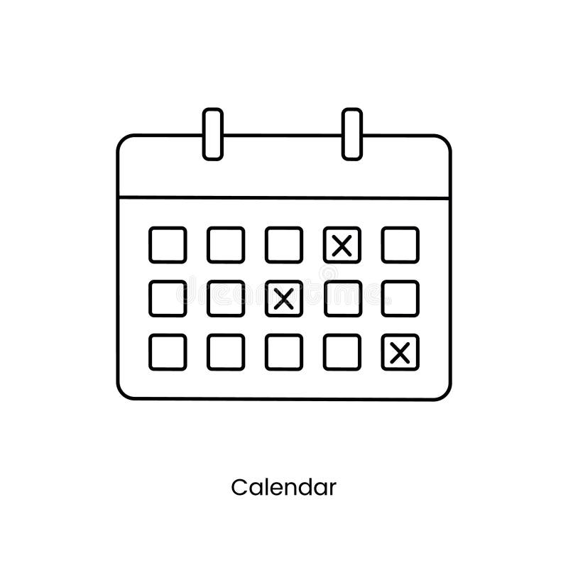 Calendar with Line Icon Marks in Vector. Stock Vector - Illustration of ...