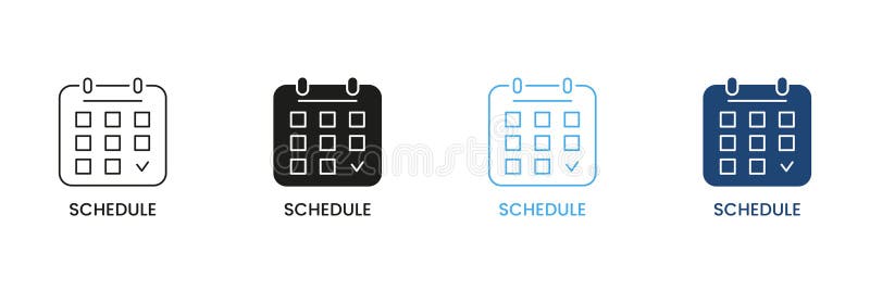 Calendar Line and Silhouette Icon Set. Schedule, Efficient Planning ...