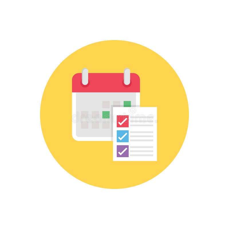 Calendar List Vector Flat Colour Icon Stock Vector - Illustration of ...