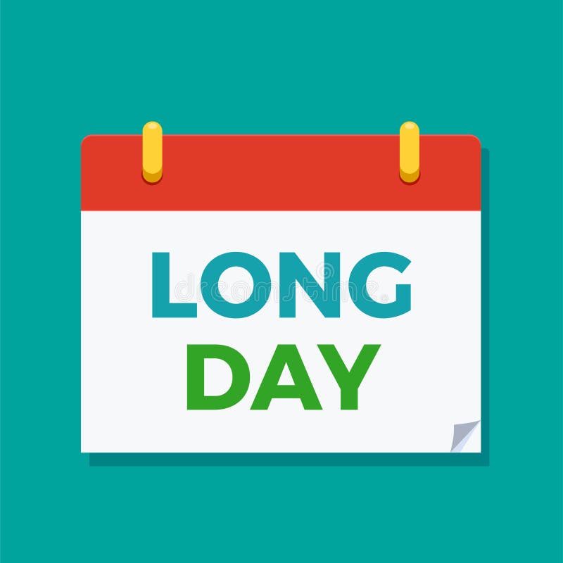 A Calendar with Long Day Text. Isolated Vector Illustration Stock ...