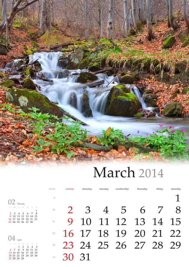 2014 Calendar. March stock photo. Image of annual, scenery - 34139268