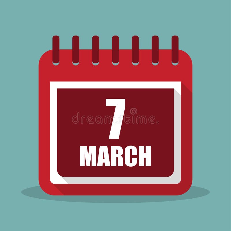 Calendar with 7 March in a Flat Design. Vector Illustration Stock ...