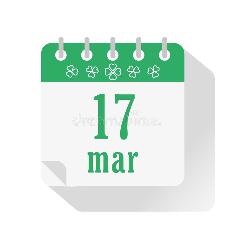 Calendar 17 March, St Patrick Day Celebration Date, Green Clover ...