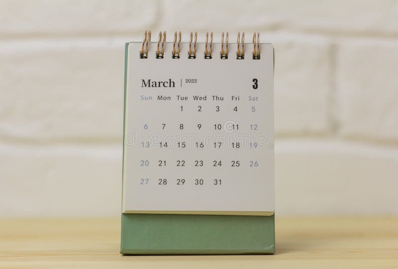 The Calendar for March 2022 is on the Table with a Copy of the Space ...