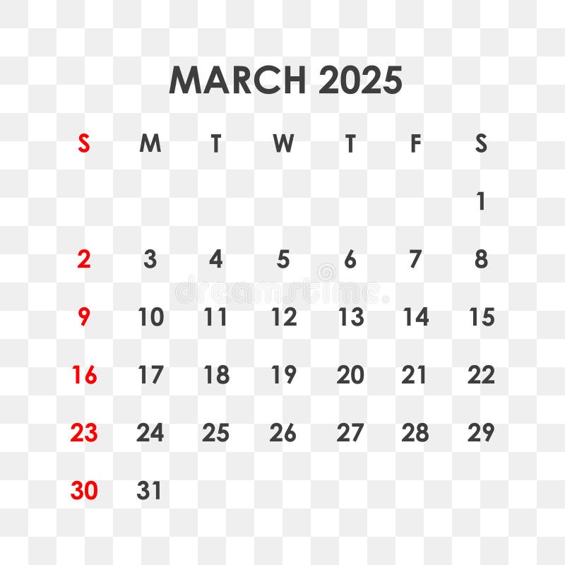 Calendar for March 2025. the Week Starts on Sunday Stock Vector ...