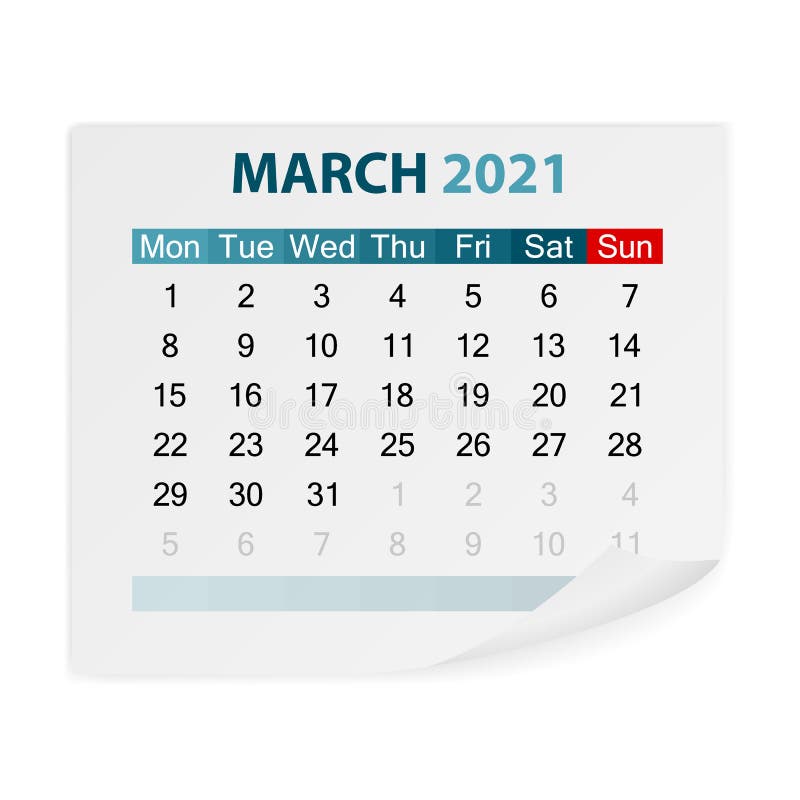 March 2021. Calendar Planner Design Template Stock Vector ...