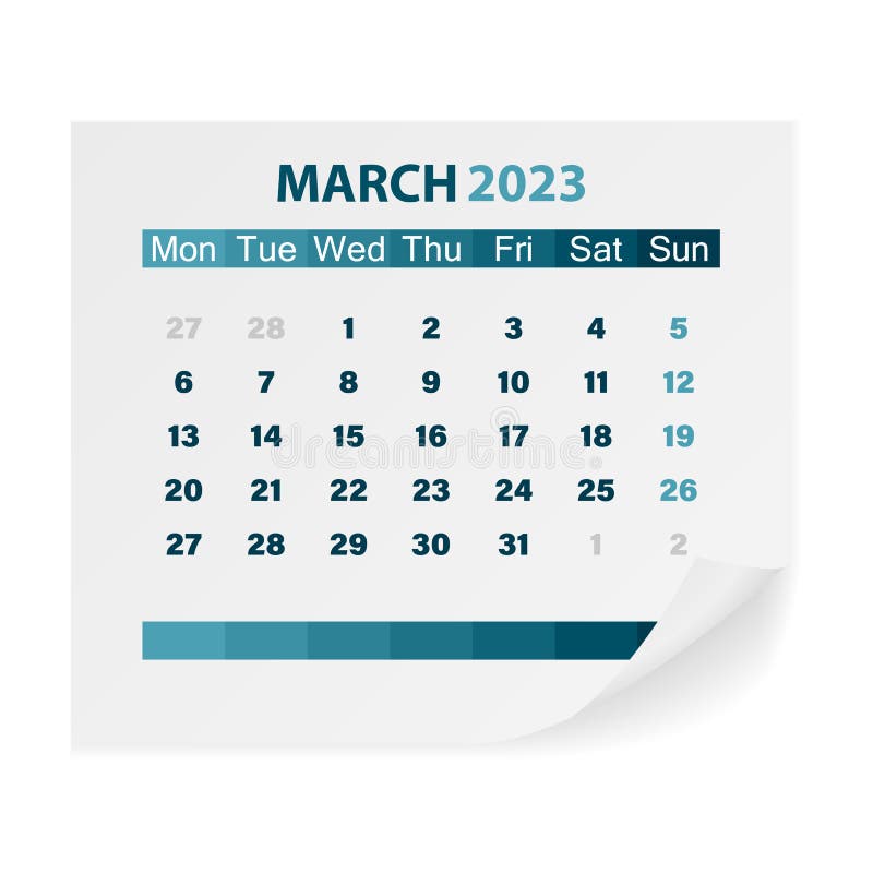 Calendar for March 2022, Blue Circle Design. English Language, Week ...