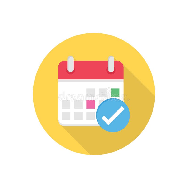 Calendar Mark Vector Flat Colour Icon Stock Vector - Illustration of ...