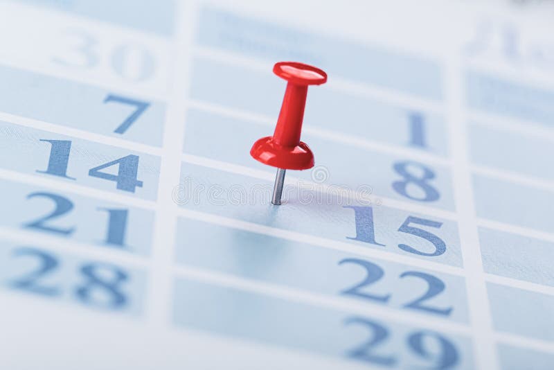 Calendar and Marked the Date the Red Pushpin Stock Photo - Image of ...