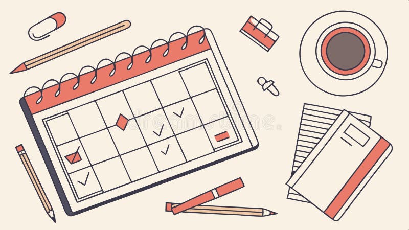 Calendar with Marked Dates, Schedule and Planning Illustration Vector ...