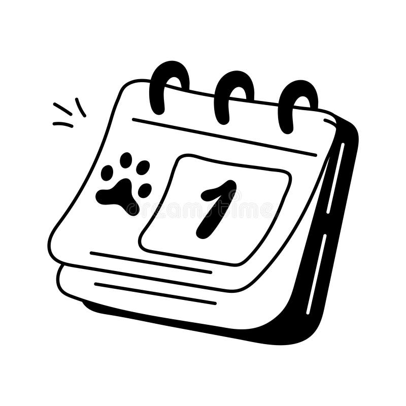 A Calendar Marked with a Paw Symbolizing Pet Care Reminder Vector ...
