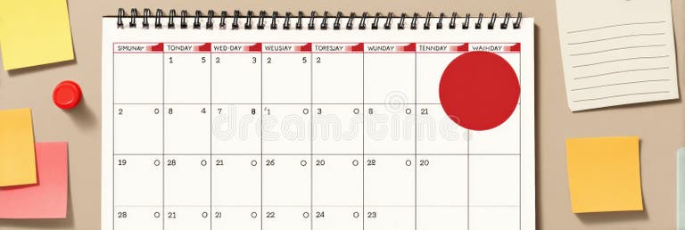 Calendar Marked with a Red Circle on a Specific Date Surrounded by ...