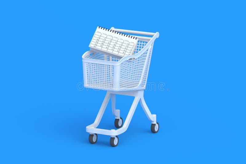 Calendar in market cart stock illustration. Illustration of basket ...