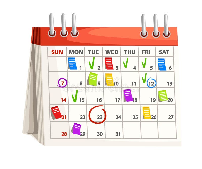 Calendar with Marks. Notes on Calendar Dates. Planning Concept Stock ...