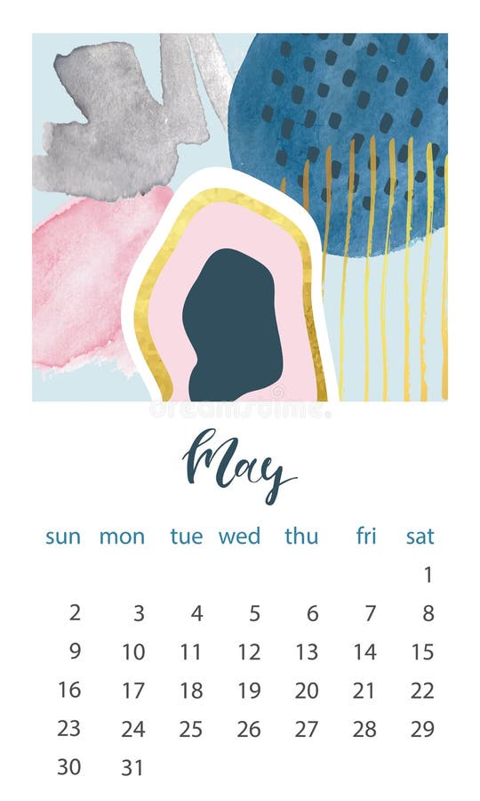 Calendar 2021 May. Abstract Modern Design. Editable Template. Wall ...
