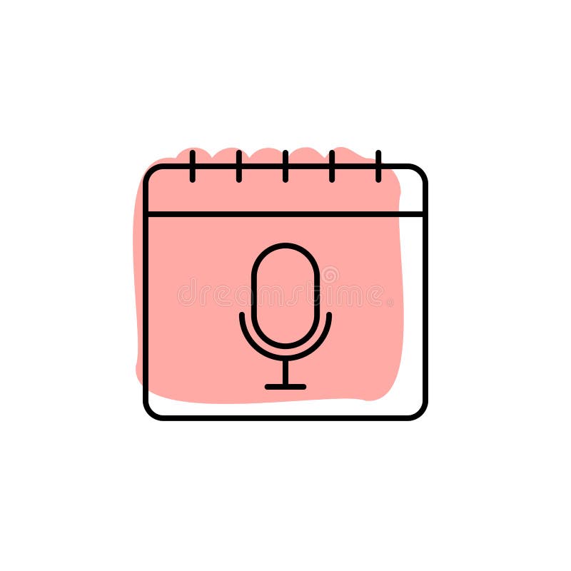 Calendar, Microphone with Color Shadow Vector Icon in Calendar Set ...